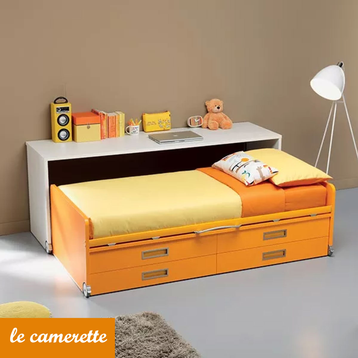 letti-salvaspazio-arancio-le-camerette | Midolo Mobili